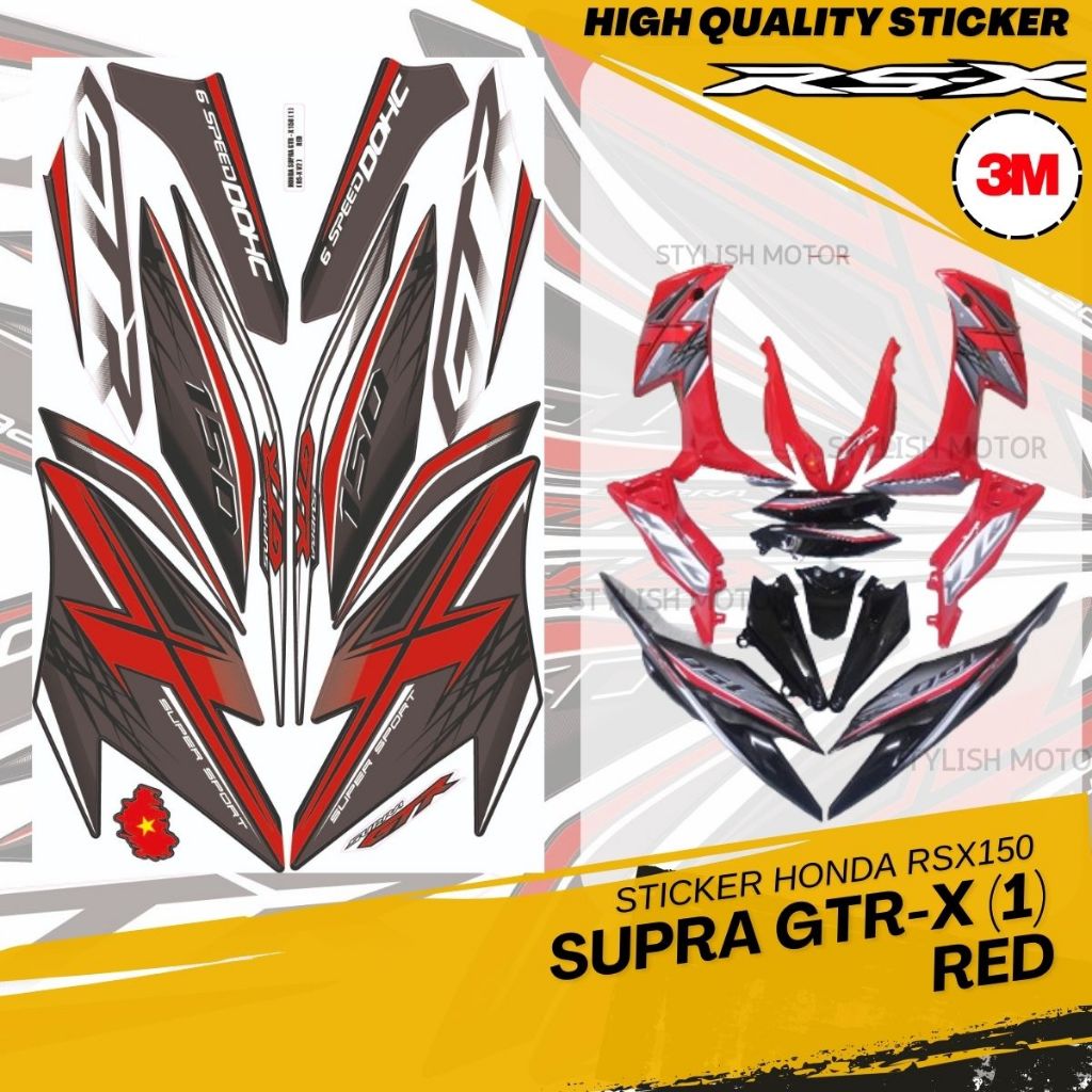 Stripe Honda Rsx 150 [ 3M Sticker ] Supra Gtr-X Red Blue White Yellow ...