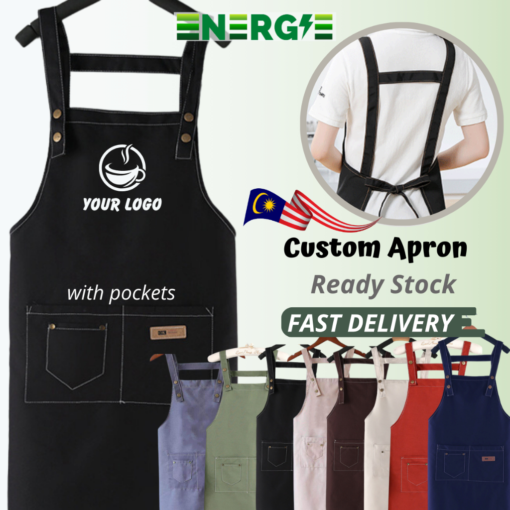 ENERGIE Kitchen Apron Custom Name Apron Custom Logo Apron Cafe Apron ...