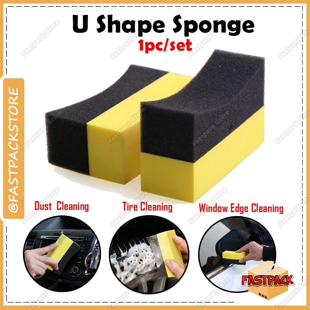 U Shape Sponge Arc Edge Waxing Sponge EVA Span Cuci Tayar Kereta Car ...