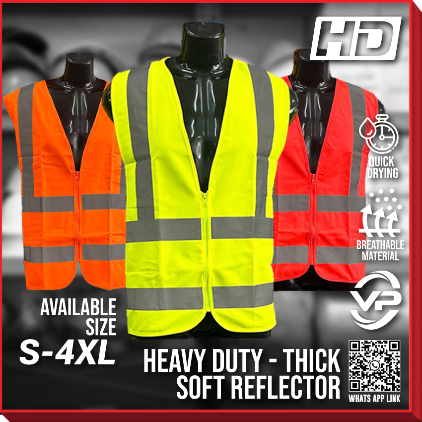 SAFETY VEST RED HEAVY DUTY THICK SOFT REFLECTOR GREEN ORANGE LARGE ...