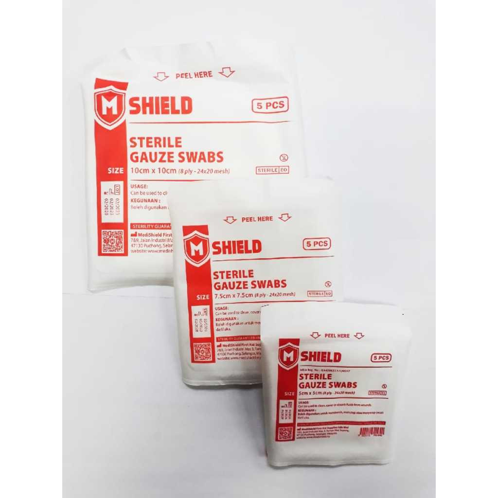 M-SHIELD STERILE GAUZE SWABS (8ply -24x20 mesh) 5 pcs | Shopee Malaysia
