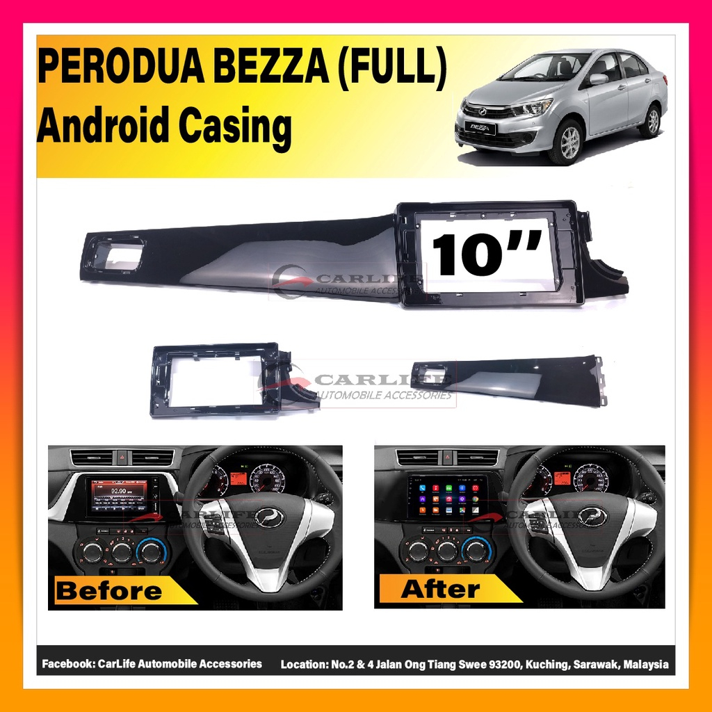 Perodua Bezza 10" Piano Black Android Casing with Air Cond Cover ...