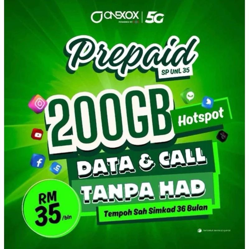 NEW !!! Pepaid Unlimited fup 200GB. Daftar Sendiri.Diskaun RM18 ...