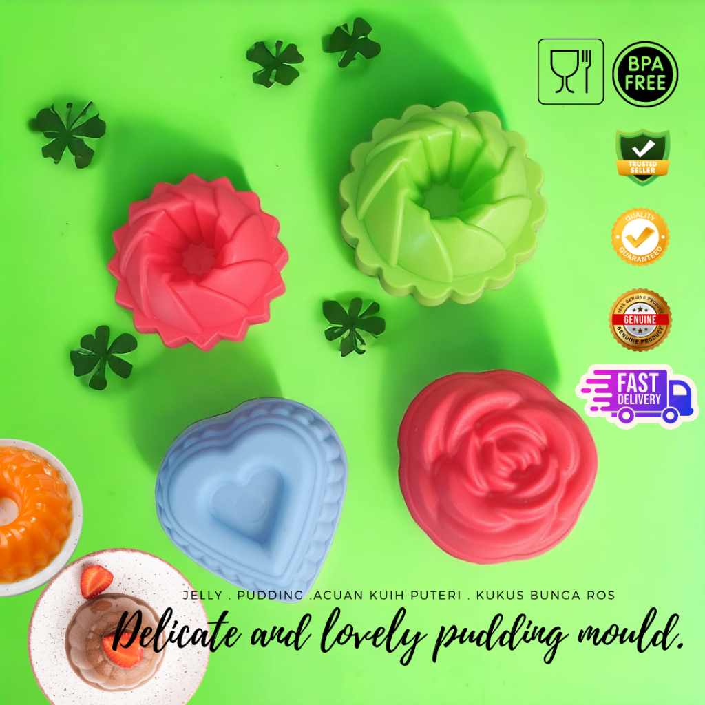 PUDDING MOLD/JELLY CUP/ACUAN KUIH AYU/ACUAN AGAR /BAKERY MOLD/ROSE ...