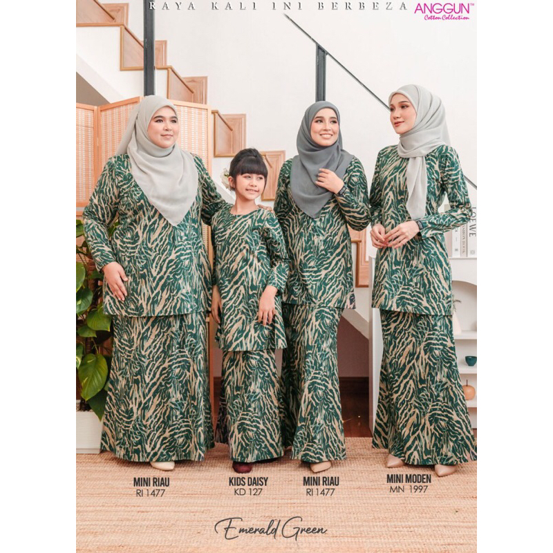 **EMERALD GREEN** KOLEKSI BAJU RAYA COTTON IBU DAN ANAK 2024 BY ANGGUN ...