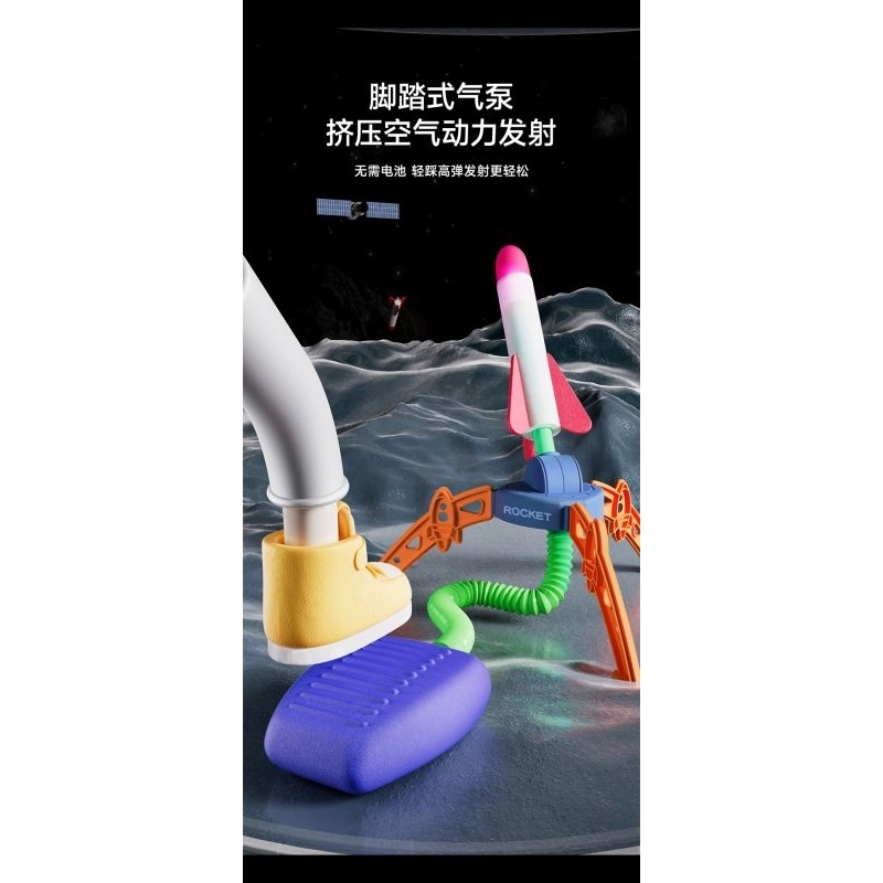 Upgraded Sky Rocket Launcher Lighting Foot Step Flying Cannon Toys ...