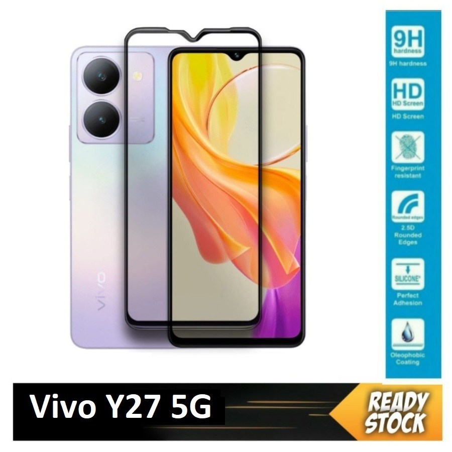 Vivo Y27 5G Clear Tempered Glass Screen Protector (Black Frame ...