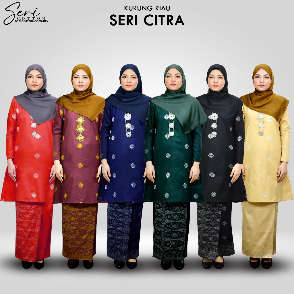 Baju Kurung Riau Songket Tenun Asli Cotton Plain Kain Lipat Batik Seri ...