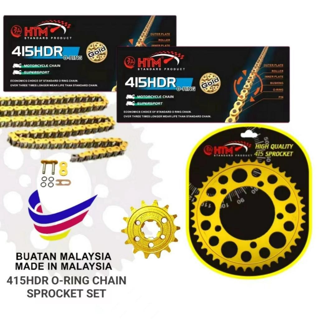 RS150 RXS150 415HDR-132L HTM 415 O-RING CHAIN 415 SPROCKET SET GOLD O ...