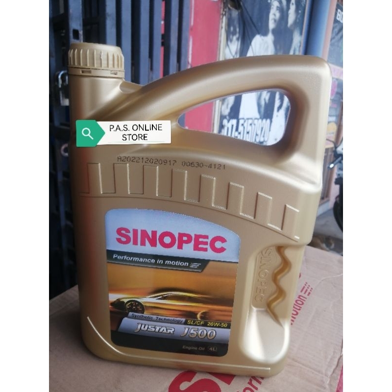 SINOPEC 20W-50 4L JUSTAR J500 ENGINE OIL | Shopee Malaysia