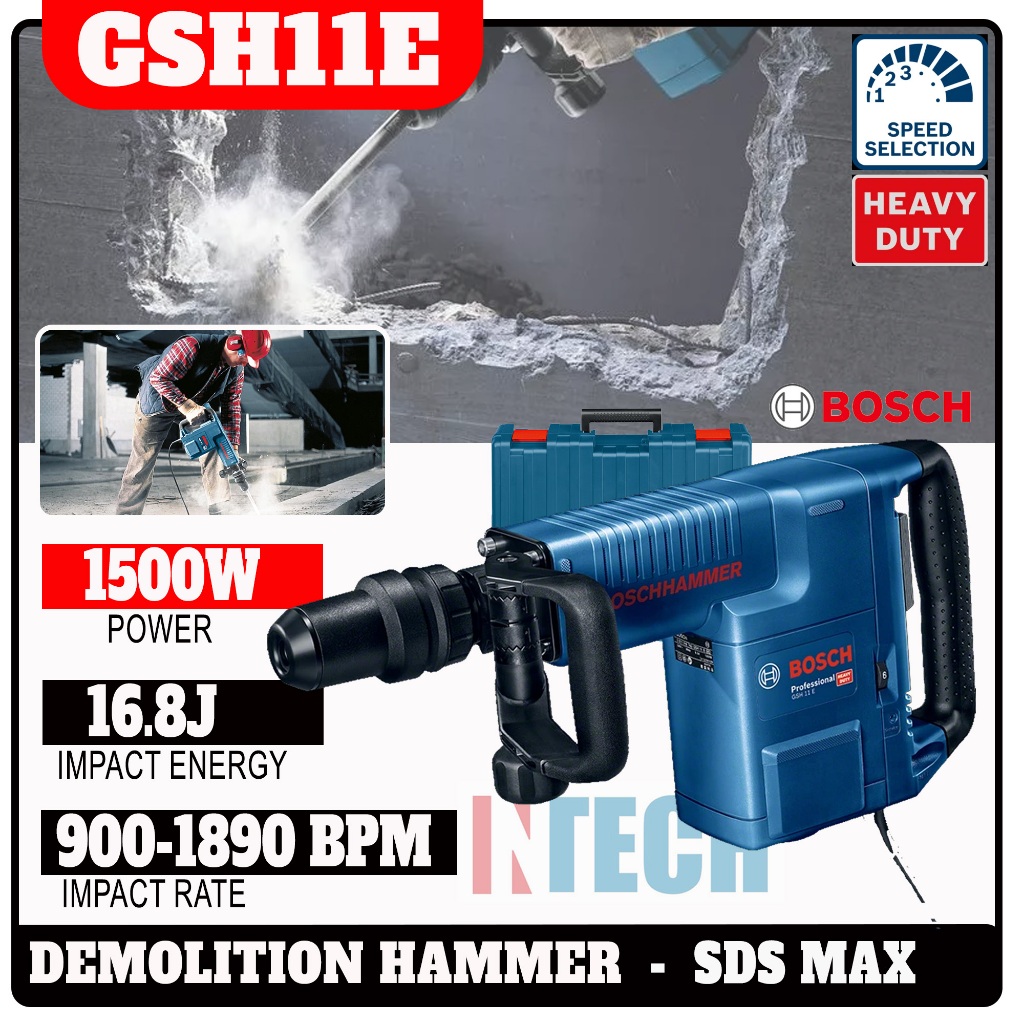 BOSCH GSH11 E DEMOLITION HAMMER (GSH11E) - WITH SDS MAX | Shopee Malaysia