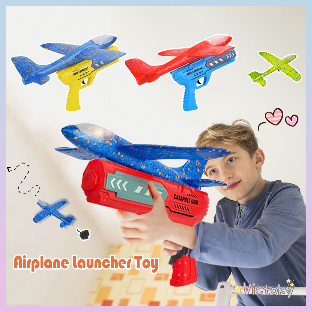 Victoky Kids Toys Hand Throw Flying Glider Foam Airplane Launcher Toy ...