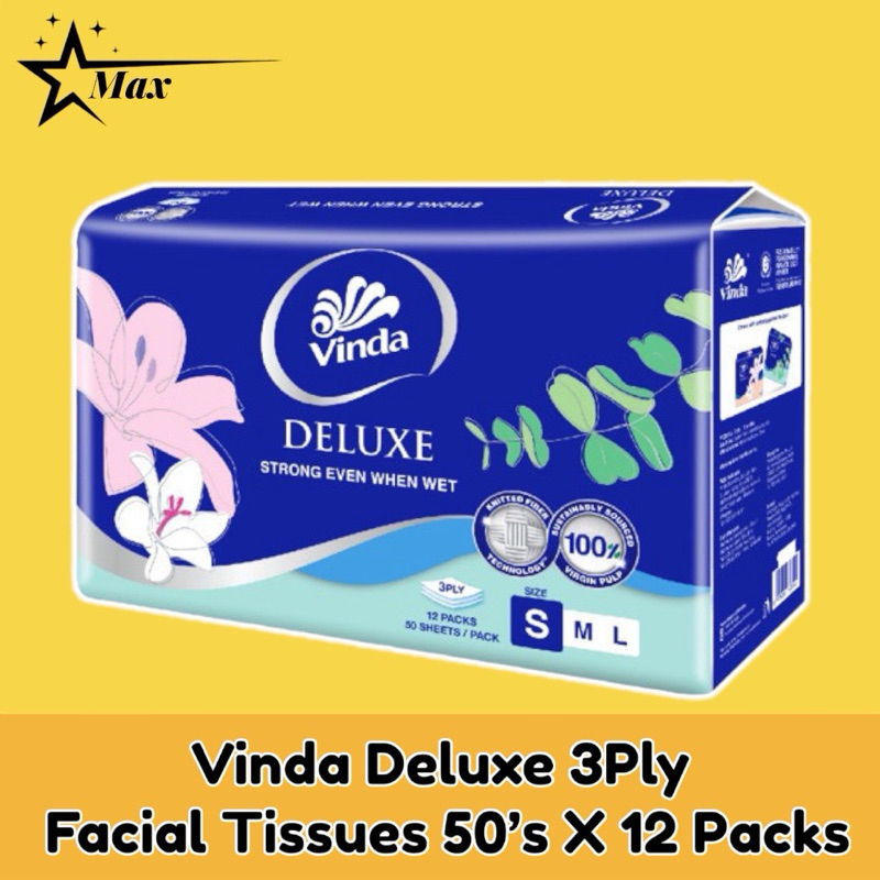Vinda Deluxe 3Ply Facial Tissues 50’s X 12 Packs | Shopee Malaysia