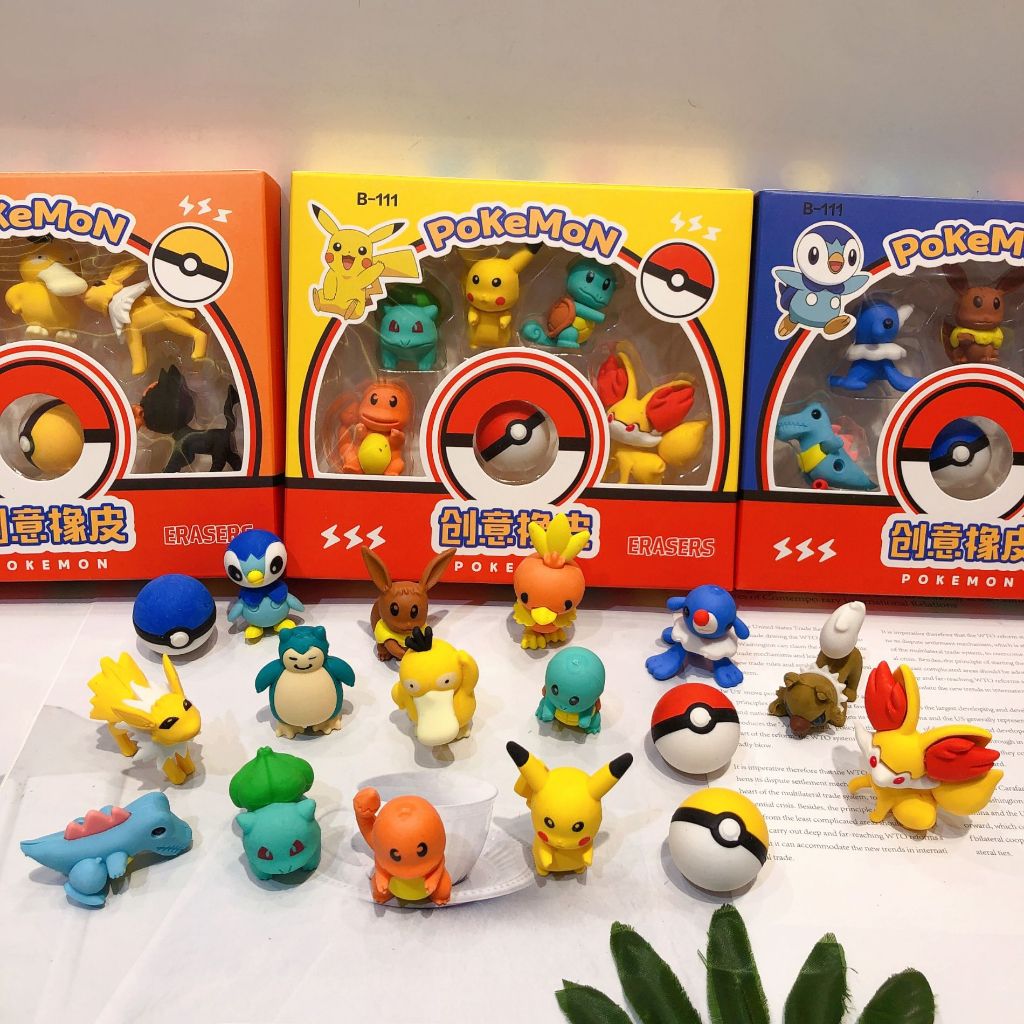 Pokemon Eraser Set A ! Pikachu 3D Eraser Stationery Eraser Rubber ...