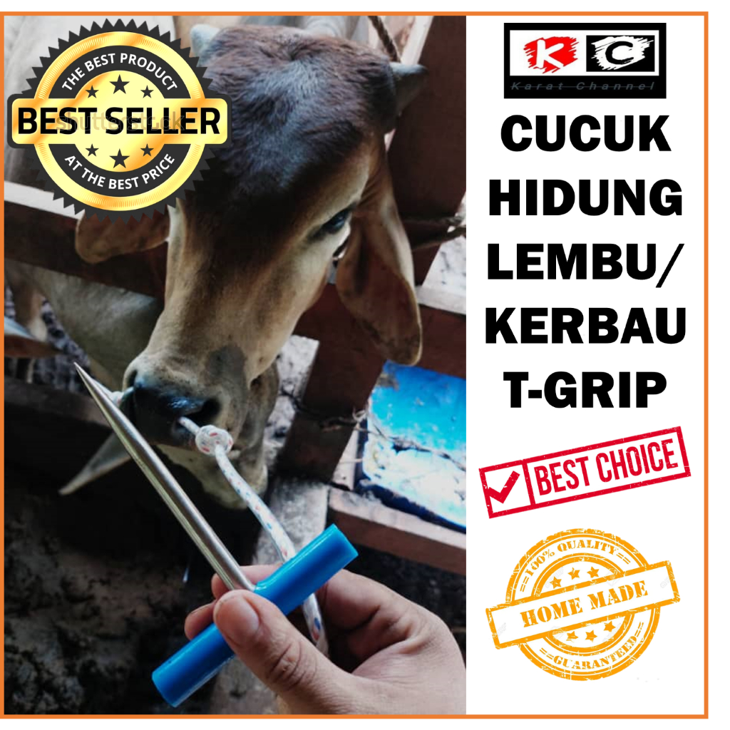 💯 STAINLESS STEEL Cucuk Hidung Lembu Kerbau T Grip SAIZ KECIL DAN BESAR ...