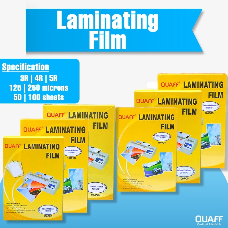 3R - 4R - 5R QUAFF Laminating Film 125 Micron - 250 Micron (100 Sheets ...