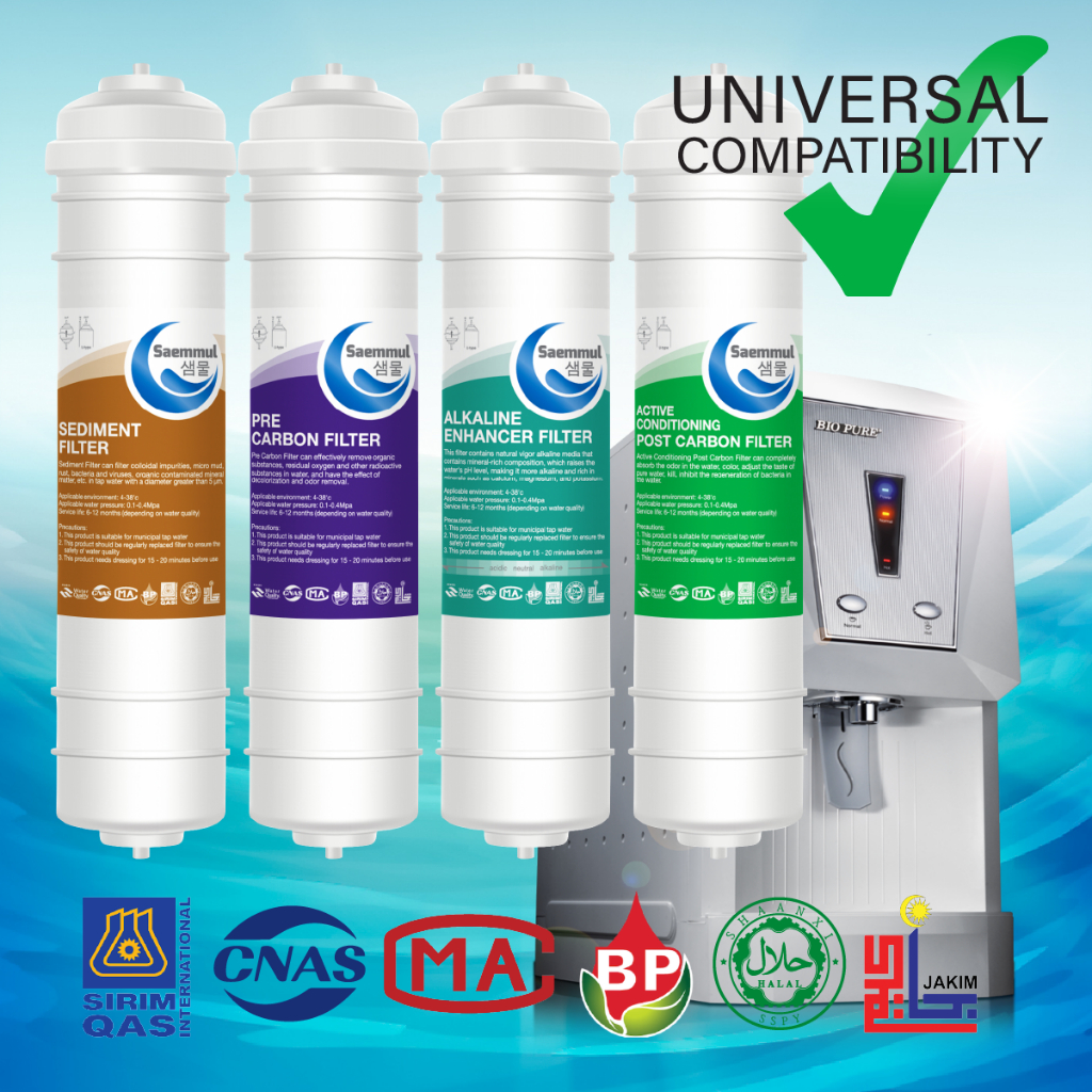 SAEMMUL 10”I ALKALINE WATER FILTER SET 4 STAGE HALAL COMPATIBLE FOR ...