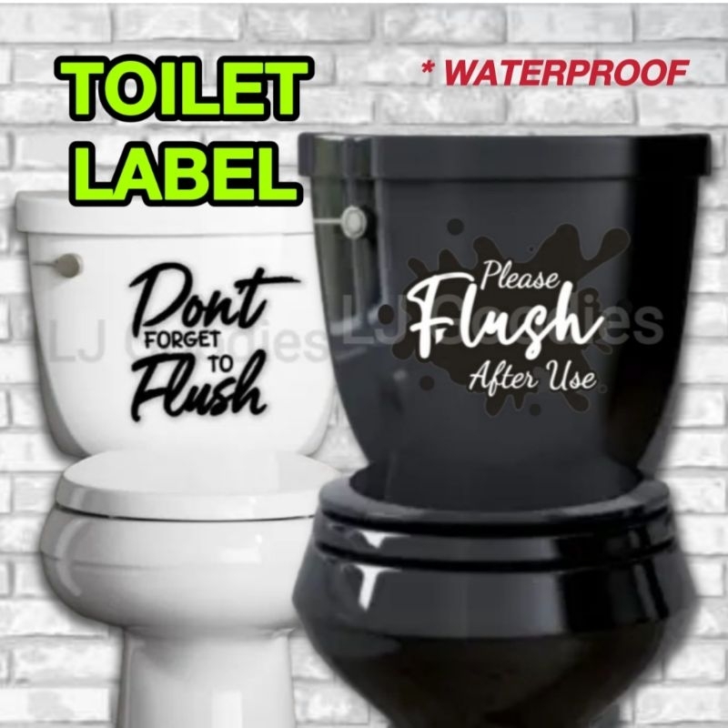 Label Flush Toilet Bowl Waterproof / Sticker Minimalist Flush Mangkuk ...