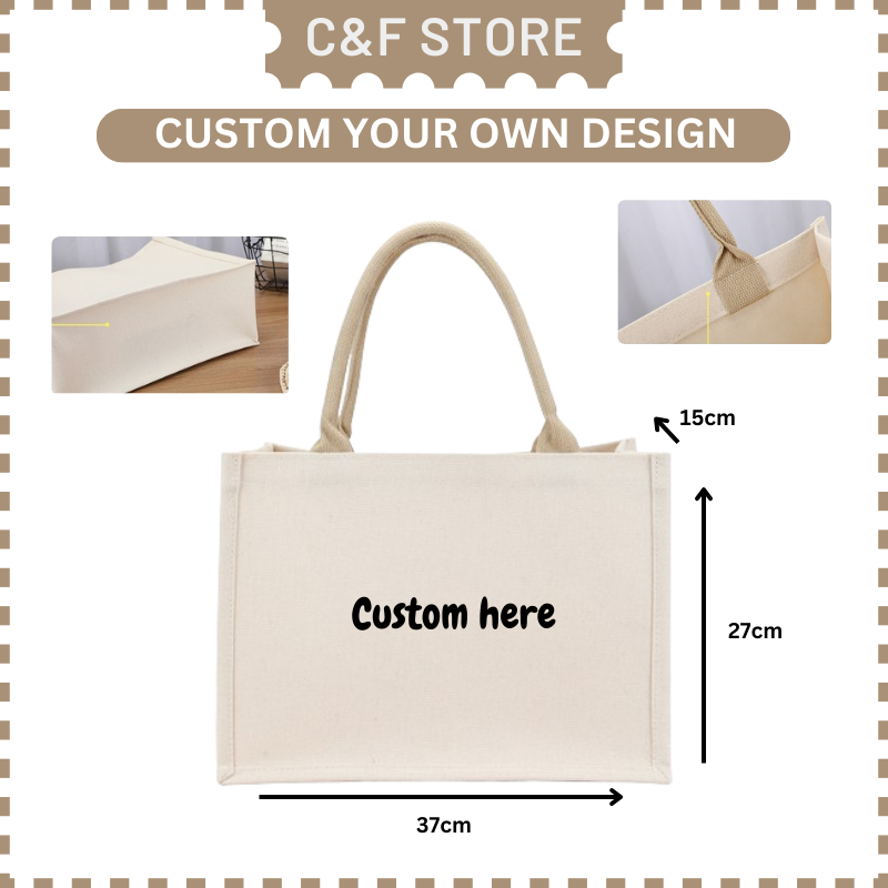 Tote Bag Custom Jute Bag With Name Canvas Bag Customized Gift Beg Nama ...