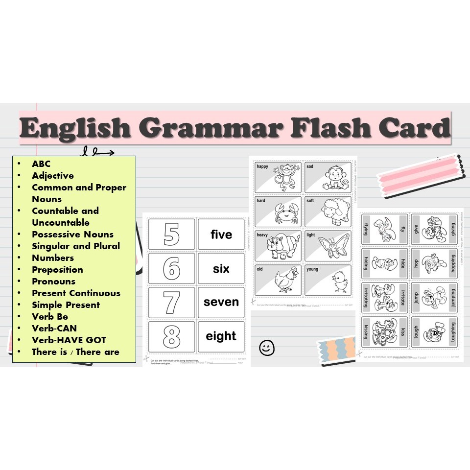 [PRE307] 340 pages English Grammar flashcards Worksheet for Pre-school ...