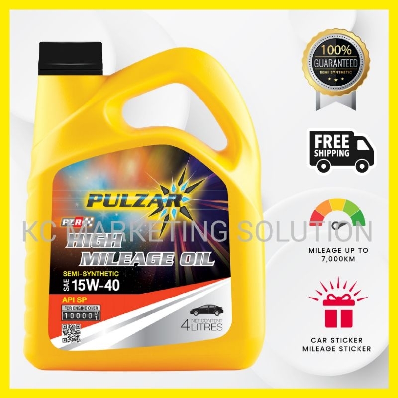 PULZAR High Mileage (100,000km) Engine Oil SAE 15W40 API SP [4L Free 1L ...