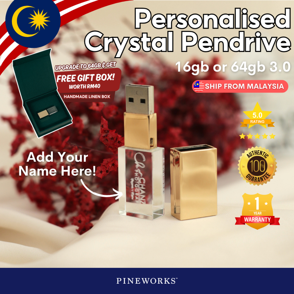 Crystal USB Flash Drives 16gb 64gb Name Logo Laser Engraving Pendrives ...