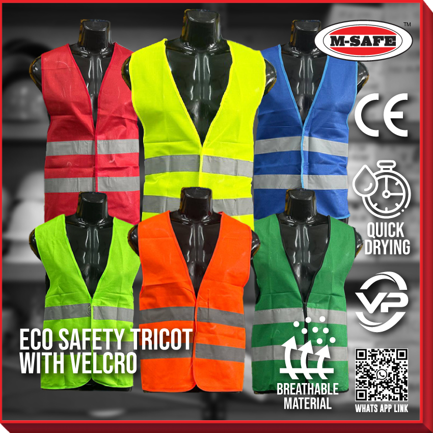 M-SAFE ECO SAFETY TRICOT WITH VELCRO SOFT REFLECTOR - SAFETY VEST RED ...
