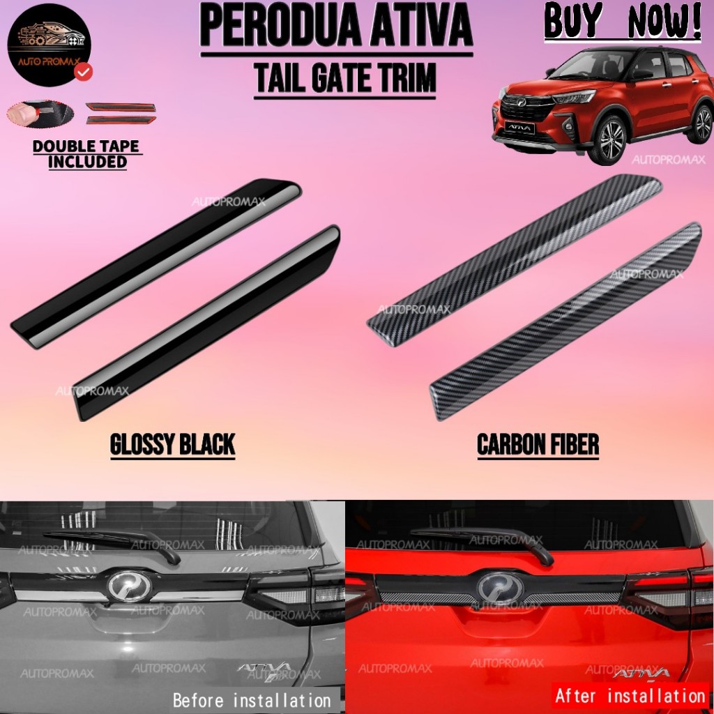 AUTOPROMAX Perodua ativa carbon fiber tail gate trim garnish ...