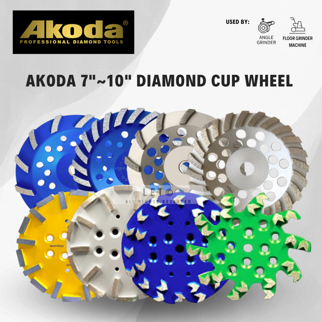 AKODA DIAMOND CUP WHEEL (7"-10") - SPECIAL FOR GRINDING HEAVY MATERIAL ...