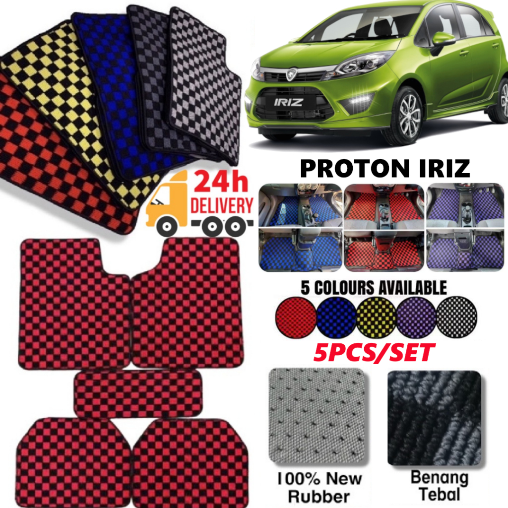 5pcs Full Set Proton Iriz Car Carpet Floor Mat Thai Style Dadu Dice ...
