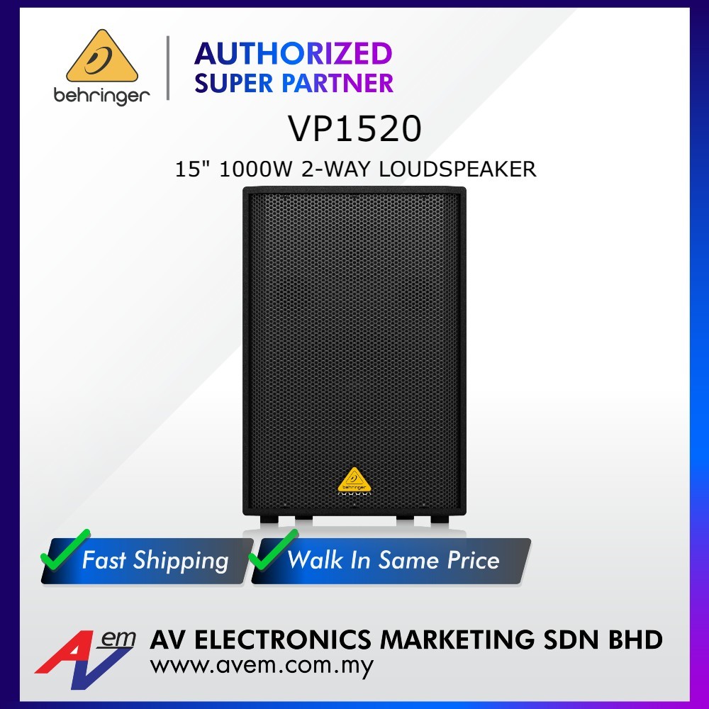 BEHRINGER EUROLIVE VP1520 Professional 1000-Watt PA Speaker with 15 ...