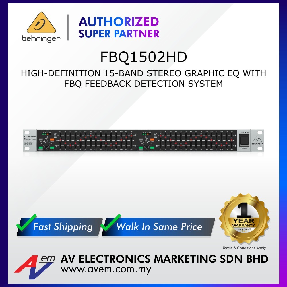 BEHRINGER ULTRAGRAPH PRO FBQ1502HD High-Definition 15-Band Stereo ...