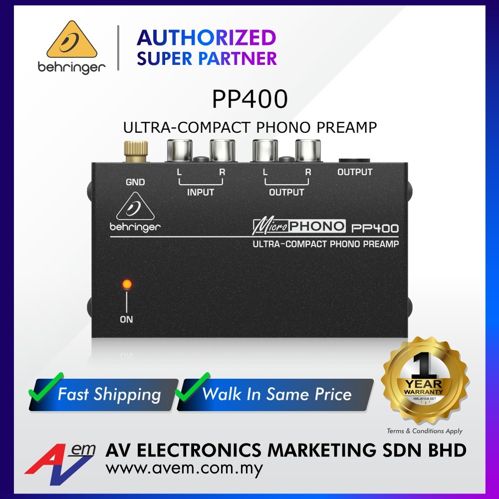 BEHRINGER MICROPHONO PP400 Ultra-Compact Phono Preamp | Shopee Malaysia
