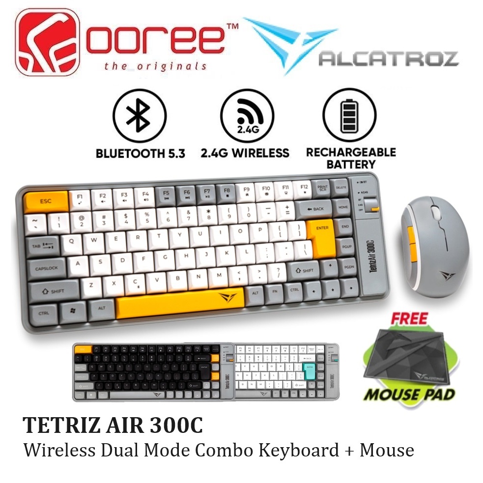 ALCATROZ TETRIZ AIR 300C WIRELESS COMBO KEYBOARD MOUSE DUAL MODE ...