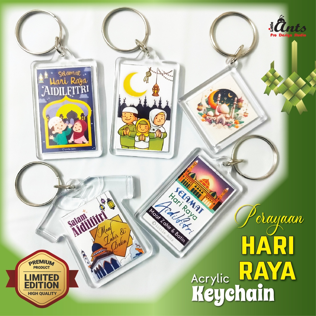 [new] Hadiah Hari Raya Acrylic Keychain Gift set Ramadan rantai kunci ...
