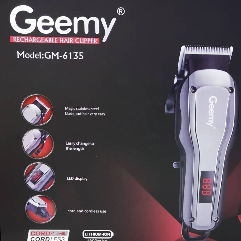 Original GEEMY GM-6135 Zero Adjustable Professional Rechargeable Hair ...