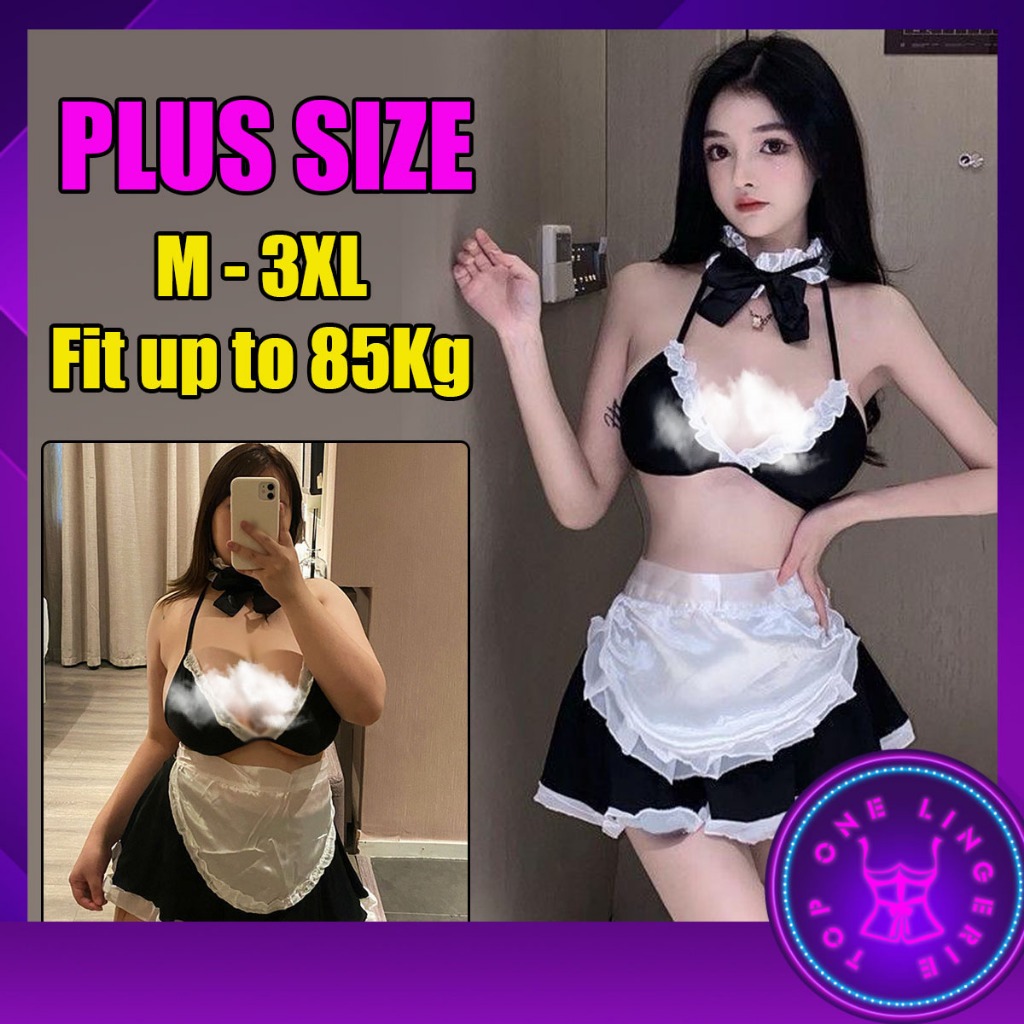 Q392 Baju Cosplay Seksi Size Besar Plus Size Sext Cosplay Maid Set 大码情趣内衣仆人装 | Shopee Malaysia