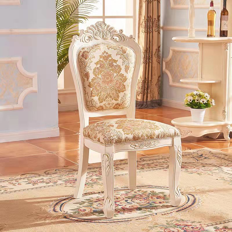 European dining chair modern solid wood hotel casual white manicure ...
