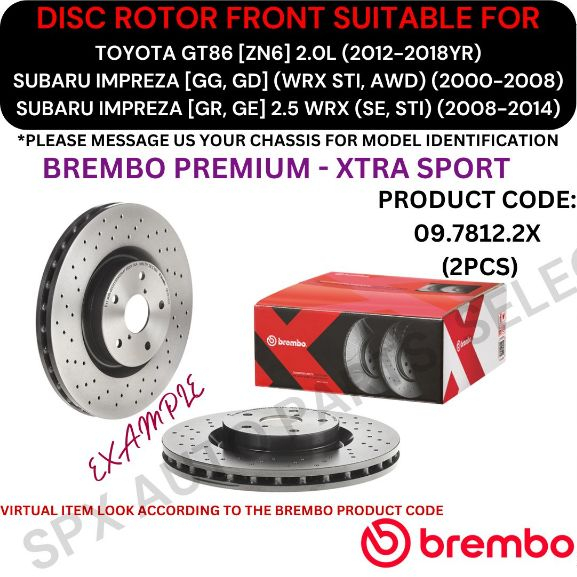 BREMBO GENUINE DISC ROTOR (FRONT) FOR TOYOTA GT86 [ZN6] '12-18YR ...