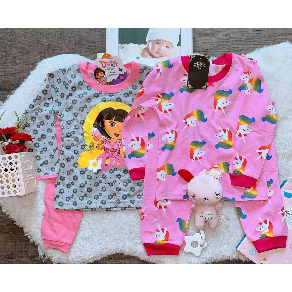 Dora The Explorer/ Kikilala Baby Girl Pyjamas Baju Tidur Anak Perempuan ...