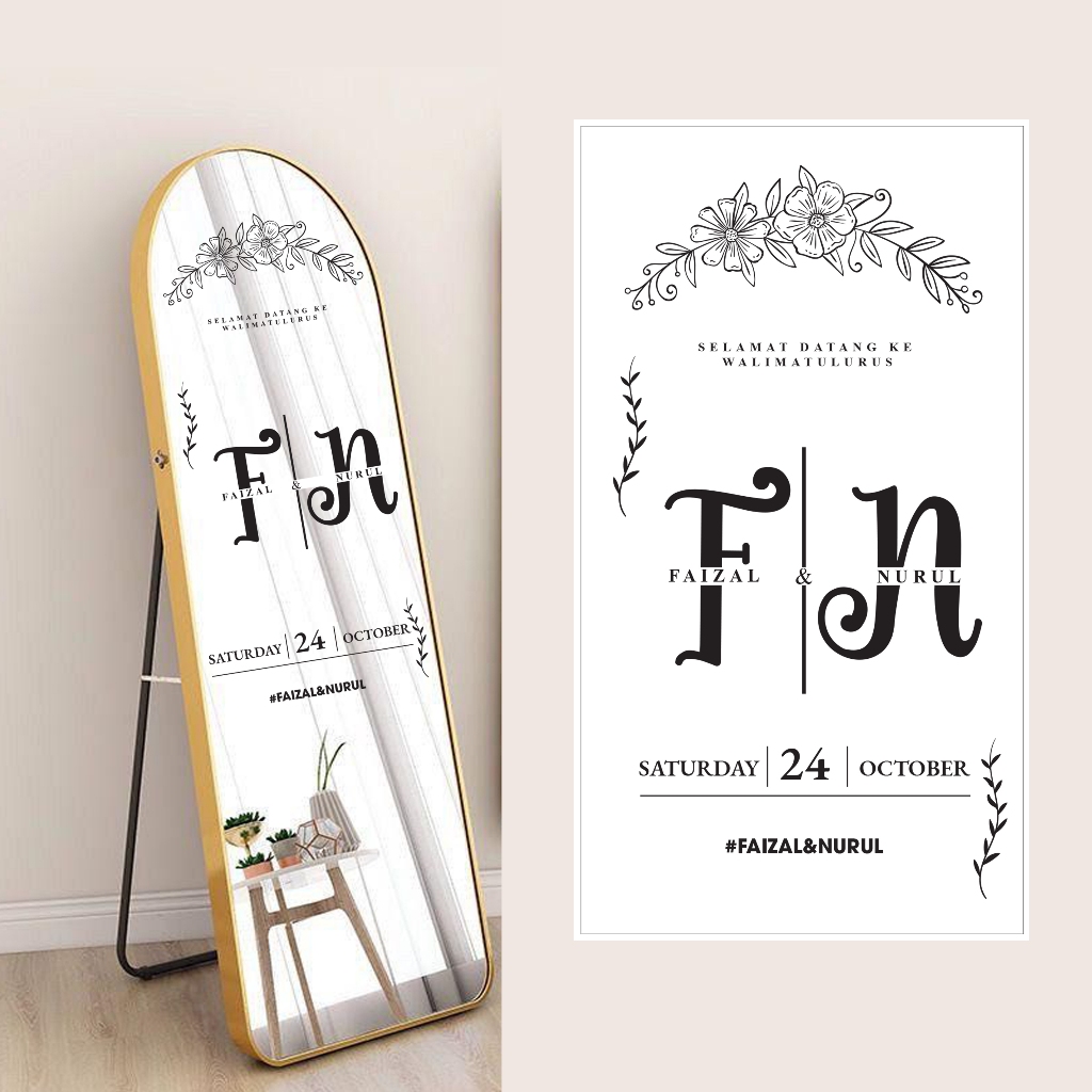 CUSTOM STIKER CERMIN PANJANG KAHWIN TUNANG STIKER CERMIN MIRROR SIGNAGE ...