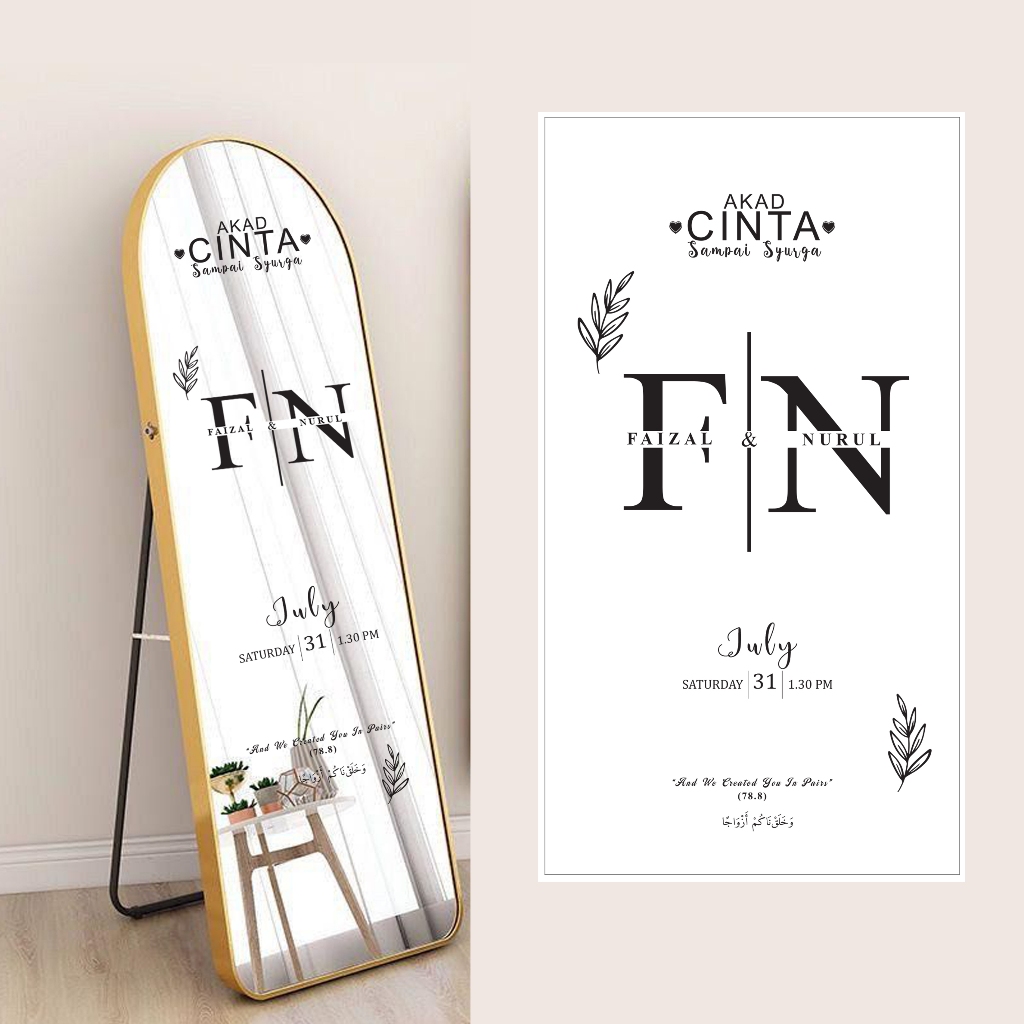 CUSTOM STIKER CERMIN PANJANG KAHWIN TUNANG STIKER CERMIN MIRROR SIGNAGE ...
