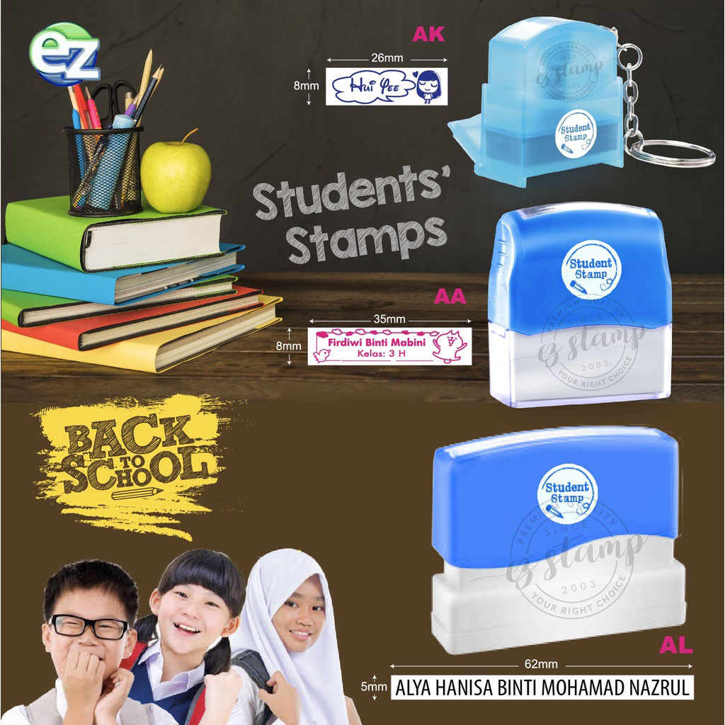 Chop/ Cop Nama Pelajar Buku Latihan - Custom Made (Pre-inked Stamp) STUDENT NAME STAMP/NAMA ...