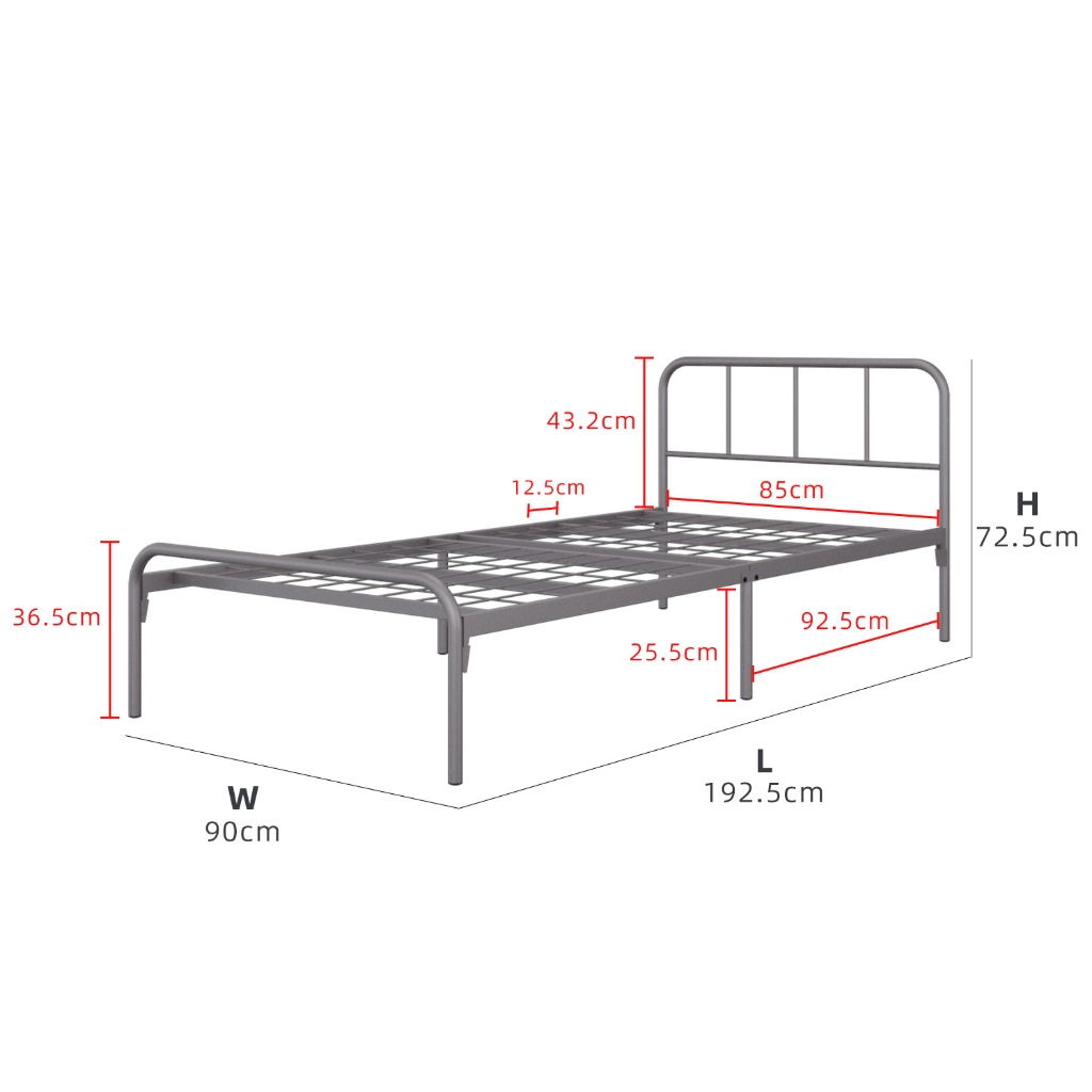 KitchenZ 3V Single Bed Frame Katil Besi Katil Kayu Katil Murah Powder ...
