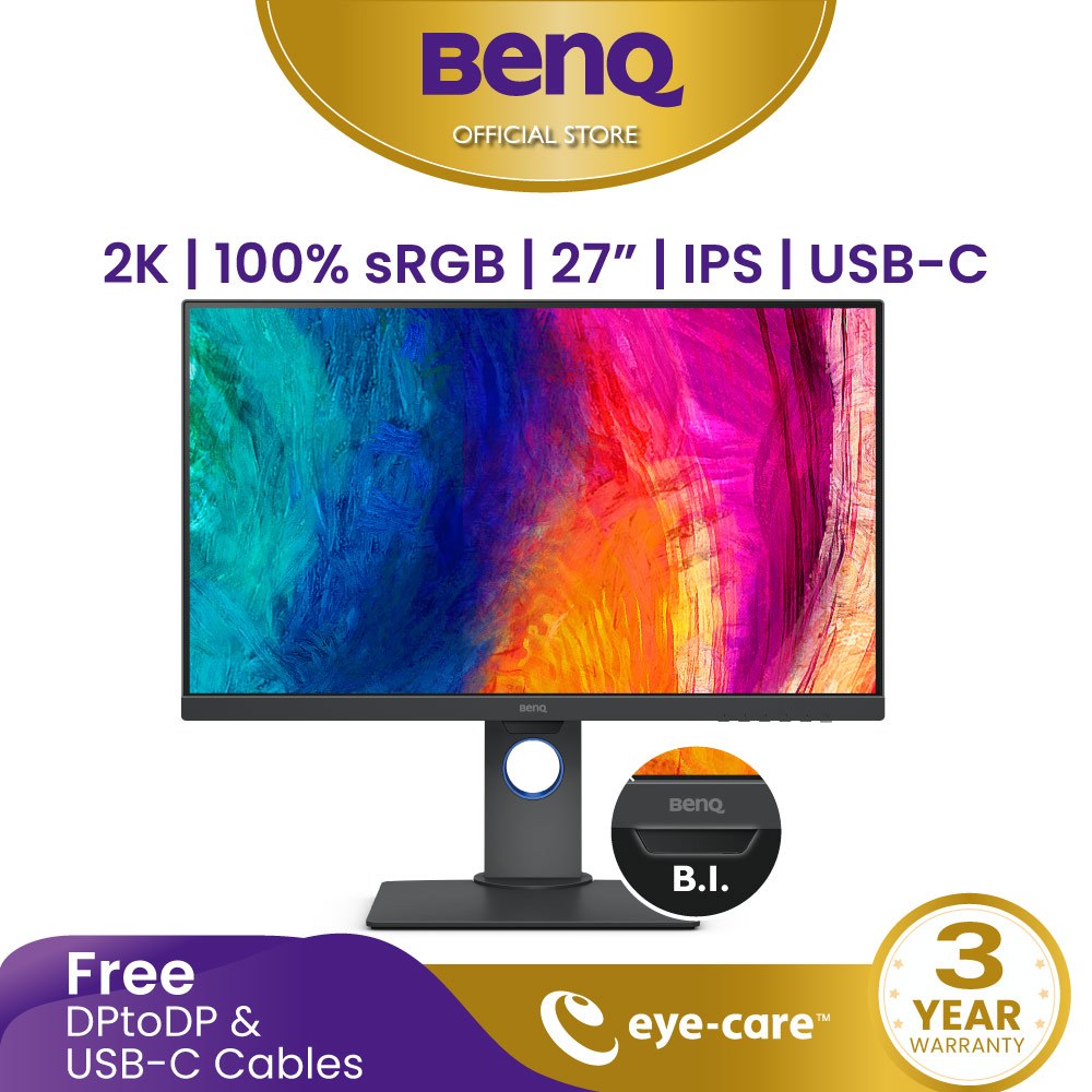 BenQ PD2705Q Mac-Ready Designer Monitor | (27" / IPS / 60Hz / HDMI(v2.0) / sRGB 100% / ICCsync ...