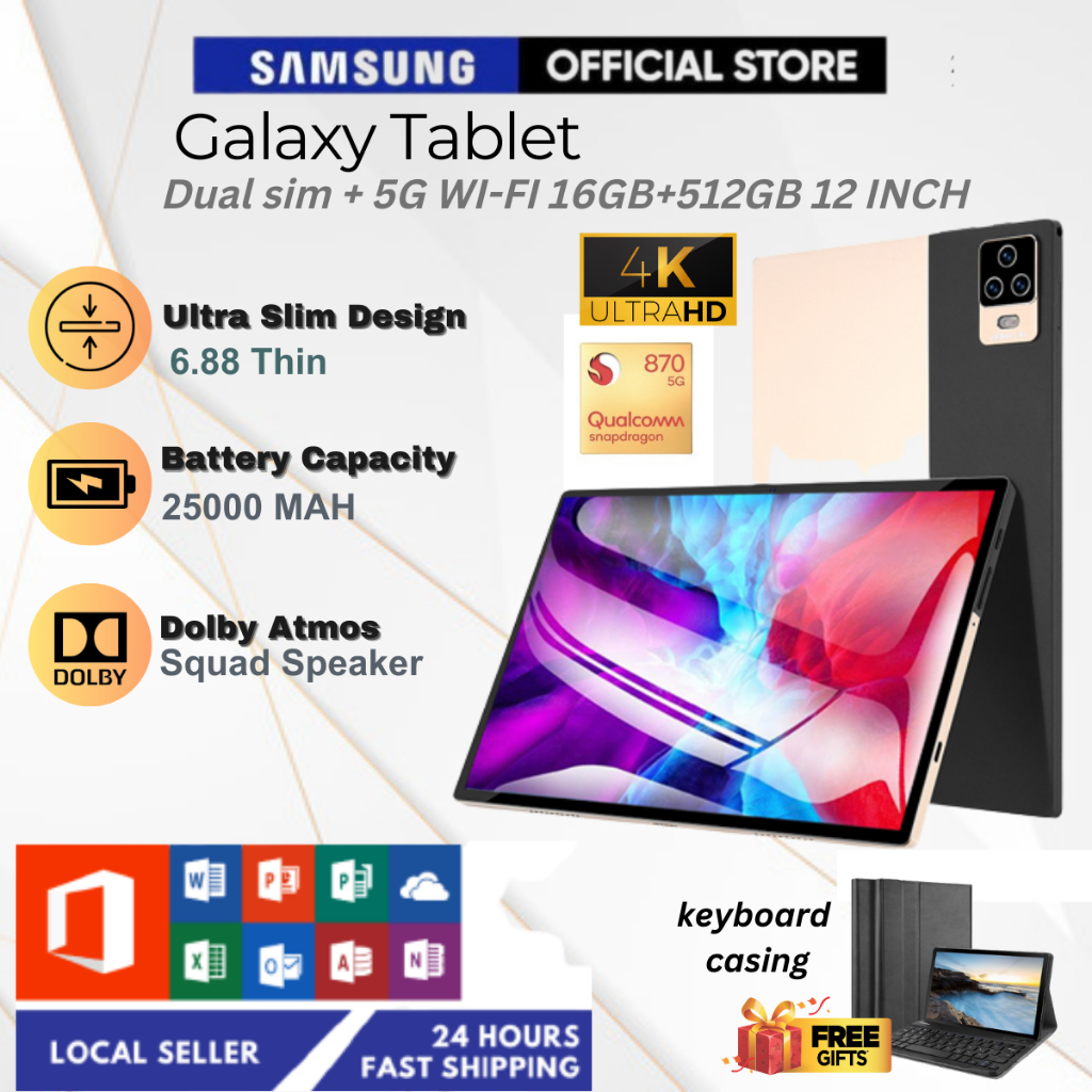 NEW 2024 5G Tablet Samsung Galaxy S24 12 Inch Tablet 16GB+512GB ...