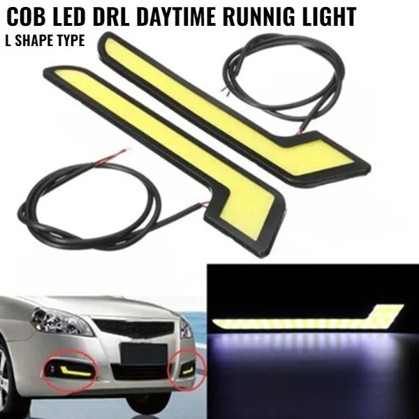 LED COB L Shape Type Strip DRL Daytime Running Light Lamp Super Bright ...