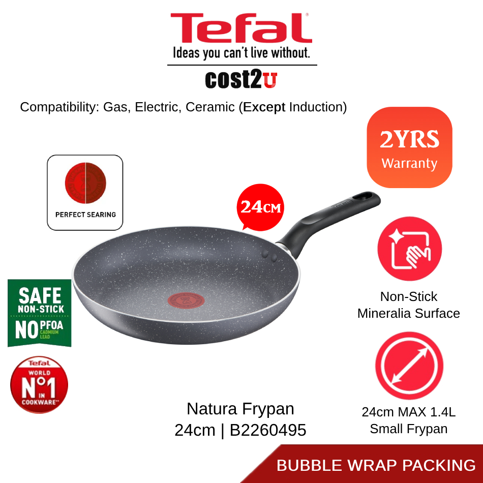 [100% Secure] Tefal Non-Stick Natura Frypan 24cm (Non Stick Kuali Small ...