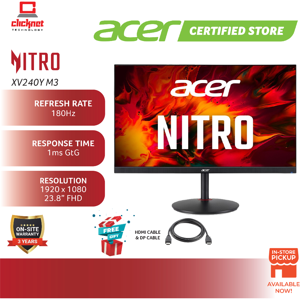 ACER NITRO XV0 XV240Y X1BMIIPRX 23.8'' FHD IPS 200Hz GAMING MONITOR ...
