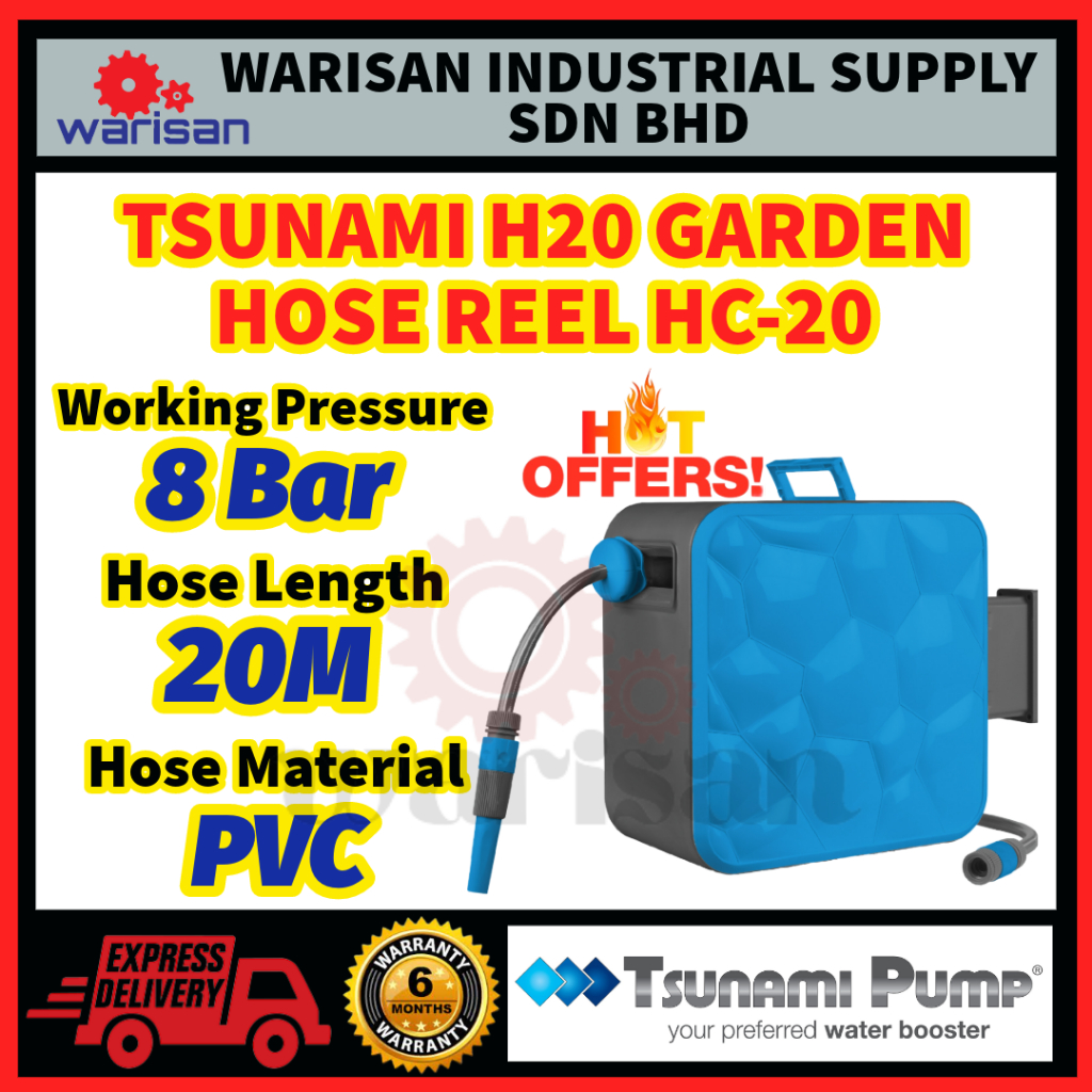 TSUNAMI PUMP HC-20 / HC20 20M Automatic Retractable & Rewind H2O Cube ...